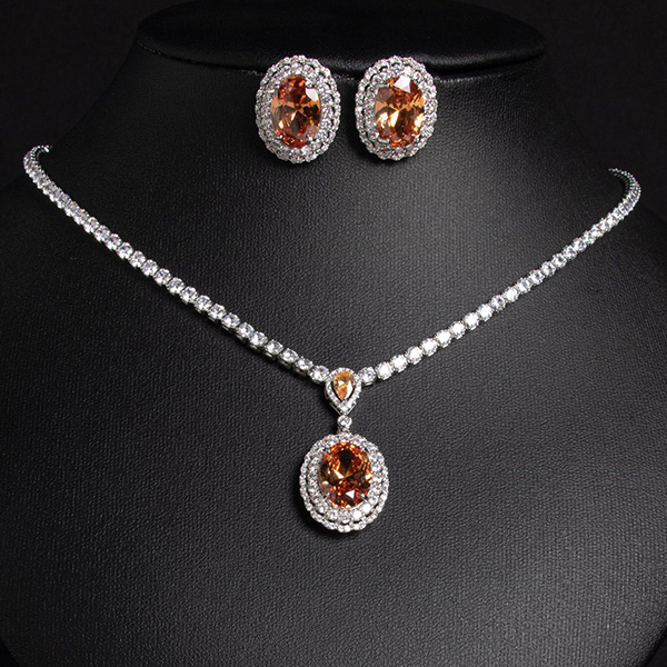 Jewelryroom.com - NEW! CREATED GOLDEN CITRINE & WHITE SAPPHIRE EARRINGS ...