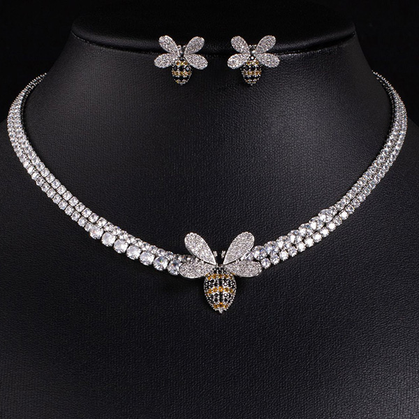 Jewelryroom.com - NEW! CREATED WHITE SAPPHIRE EARRINGS & NECKLACE 18K ...