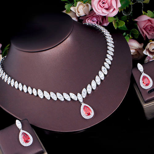 Jewelryroom.com - NEW! CREATED RUBY EARRINGS & NECKLACE 18K WHITE GOLD ...