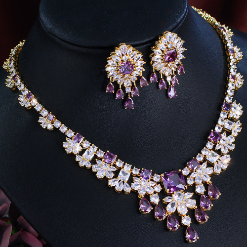 Jewelryroom.com - NEW! CREATE AMETHYST EARRINGS & NECKLACE 18K YELLOW ...