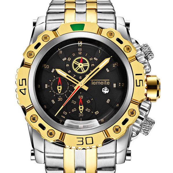 Jewelryroom.com - CLASSIC CHRONOGRAPH 18K GOLD-PLATED WATER RESISTANT ...