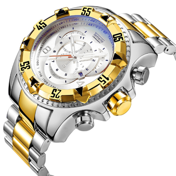 Jewelryroom.com - CLASSIC CHRONOGRAPH 18K GOLD-PLATED WATER RESISTANT ...