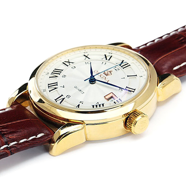 Jewelryroom.com - CLASSIC 18K GOLD-PLATED WATER RESISTANT LEATHER STRAP ...