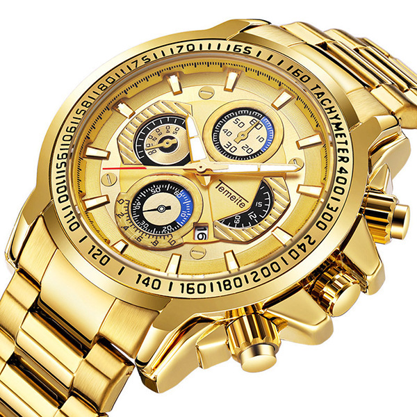 Jewelryroom.com - CLASSIC CHRONOGRAPH 18K GOLD-PLATED WATER RESISTANT ...